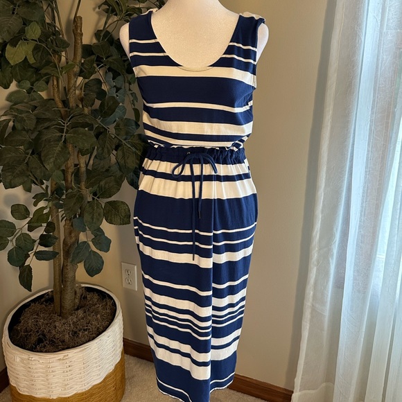 Boden | Dresses | Boden Blue And White Striped Drawstring Dress | Poshmark